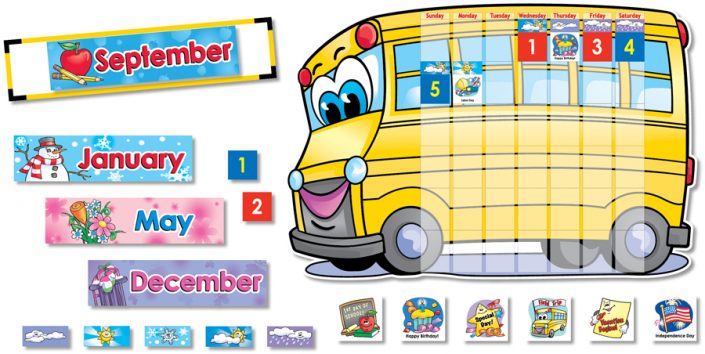 School Bus Calendar Bulletin Board Set - North Star Teacher Resources